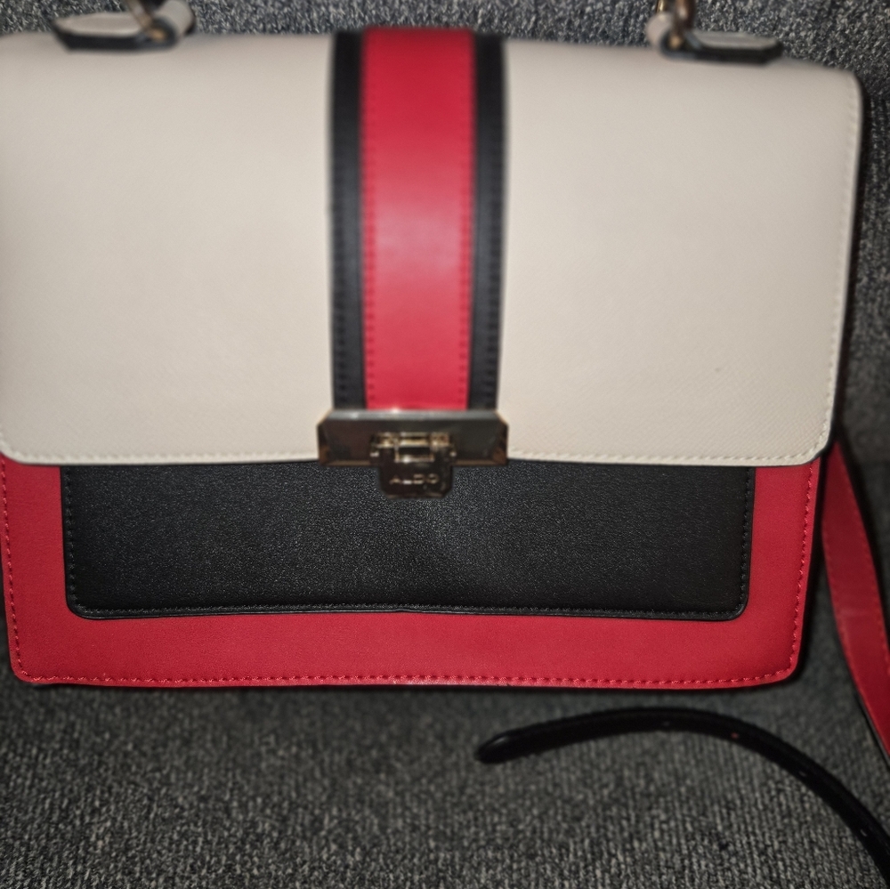 Aldo Red, Black, And Cream Crossbody Bag - Gem